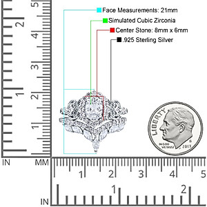 Blue Apple Co. Simulated Cubic Zirconia Size-7 Marquise Art Deco Wedding Engagement Bridal Two Piece Ring Band Oval Accent Vintage Round CZ 925 Sterling Silver