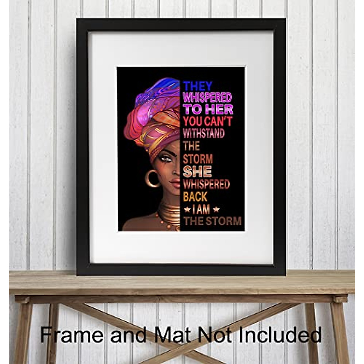 They Whispered to Her You Cannot Withstand The Storm - Black Art - African American Wall Decor for Women, Girls, Woman - Motivational Inspirational Positive Quotes - Uplifting Encouragement Gifts