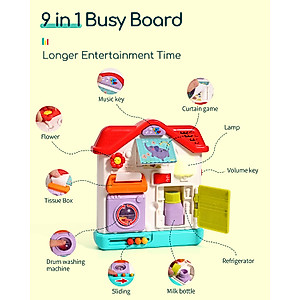 KidsMind Busy Board for Toddlers 1 2 3 4 Year Old Baby Musical Toys Montessori Sensory Toys for Autistic Children Preschool Learning Airplane Travel Activities