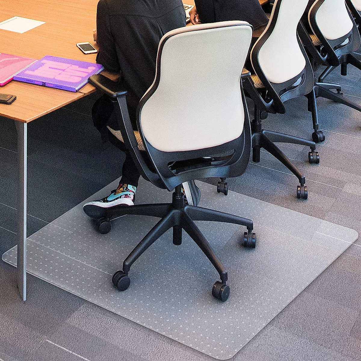 Azadx Clear Office Chair Mat for Low, Standard and No Pile Carpeted Floors, Plastic Computer Desk Chair Mat on Carpet for Easy Rolling, Durable Carpet Protector Mat (36 x 48'' Rectangle)