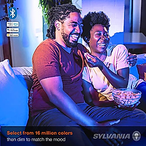 Sylvania Smart Bluetooth BR30 Full Color and Tunable White Light Bulb, 65W, Dimmable, for Alexa, Apple HomeKit and Google Assistant - 1 Pack (75628)