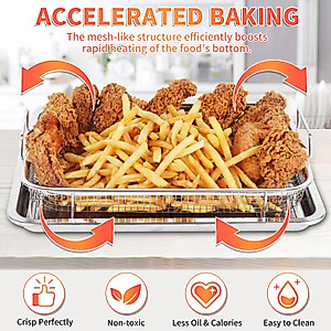 Air Fryer Basket | 12.8" x 9.6" Stainless Steel Non-toxic Basket with Tray | Airfry Toaster Oven Accessories