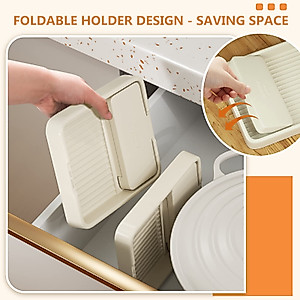 Ceinun Spoon Rest with Pot Lid Holder for Kitchen Counter, Spatula Spoon Fork Holder for Cooking, Ladle Pot Lid Holder with Spoon Rest Suitable for Different Sizes of Pot Lids & Spoons (White 1 Pack)