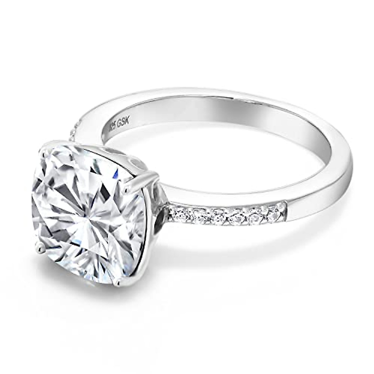 Gem Stone King 925 Sterling Silver 10MM Cushion Cut Gemstone Birthstone Engagement Ring | Wedding Anniversary Promise Ring For Women | Available In Size 5, 6, 7, 8, 9