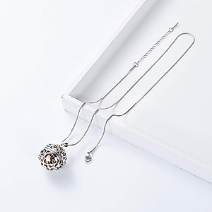 Minicremation Cremation Jewelry Urn Pendant Necklace for Ashes with Hollow Ball Keepsake Memorial Jewelry for Ashes (Rose Gold)