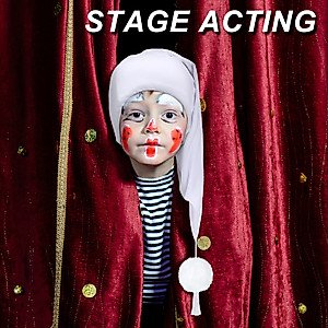 Geyoga 2 Pcs Men Silk Night Sleeping Cap Adjustable Drawstring Night Sleeping Cap with Pom Ball for Daily Use(White,Milk Fiber)