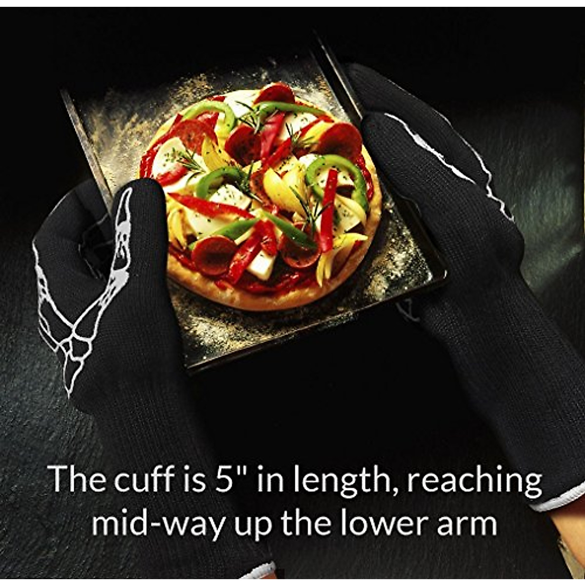 Heat Guardian Heat Resistant Gloves – Protective Gloves Withstand Heat Up To 932℉ – Use As Oven Mitts, Pot Holders, Heat Resistant Gloves for Grilling – Features 5” Cuff for Forearm Protection