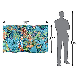 Rick and Morty Botanical Space Silky Touch Super Soft Throw Blanket 36" x 58",Multi Multicolor