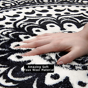 HEBE Boho Round Rugs 6Ft Washable Non Slip Round Area Rug Throw Soft Cute Round Nursery Rug Soft Fluffy Bathroom Rug Circle Rug for Bedroom Dorm Kids Room Nursery