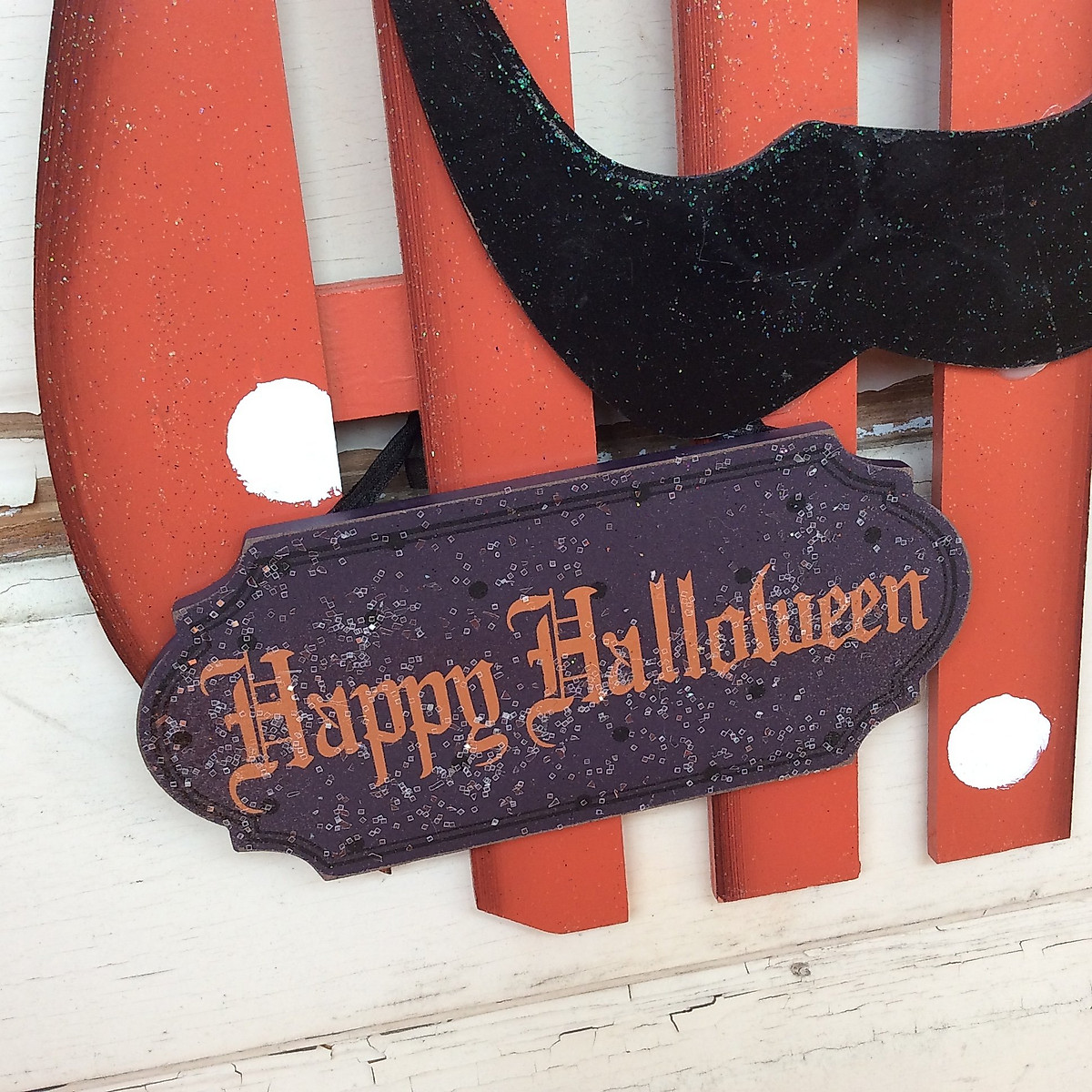 AGD Halloween Decor - Slat Wood Pumpkin and Ghost Double Door Wreaths