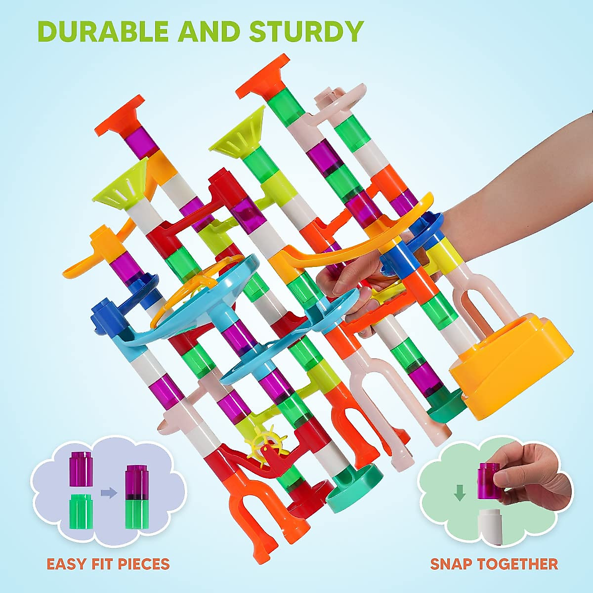 Marble Run, 135pcs Marble Maze Game Construction Building Toys for Kids, Marble Track Race Set STEM Learning Toys Gift for Boys Girls 3 4 5 6 7 8 9 10+