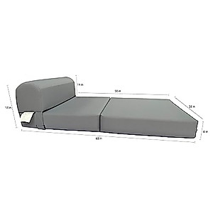 D&D Futon Furniture Gray Sleeper Chair Folding Beds, Convertible Studio Sofa Bed, High Density Foam (70 x 32 x 6 in Thick)