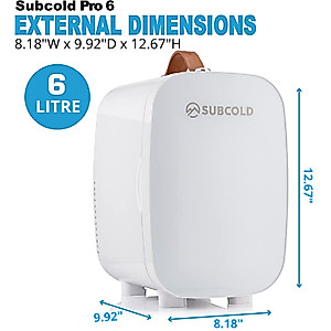 Subcold Pro6 Luxury Mini Fridge Cooler 6 Litre / 8 Cans AC & Exclusive USB Power Option Small Portable Fridge For The Office, Bedroom, Car, Skincare & Cosmetics White