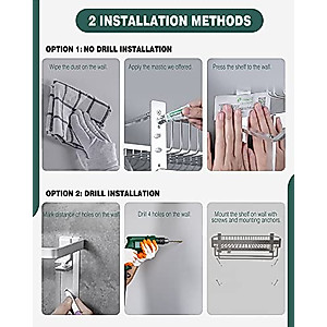 Bathroom Towel Rack Wall Mounted, Double Towel Racks for Bathroom, 22 Inch Bath Towel Rack with Shelf, Spampur Bath Towel Bar, Hotel Towel Rack, Bath Towel Storage Shelf, Bathroom Shelf with Hooks