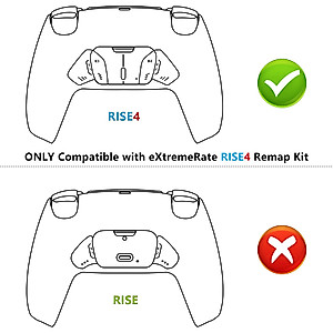 Solid Black Replacement Back Paddles Redesigned K1 K2 K3 K4 Back Buttons Keys Set for eXtremeRate RISE4 Remap Kit for PS5 Controller - Only Buttons, Without the Controller & RISE4 Remap Board