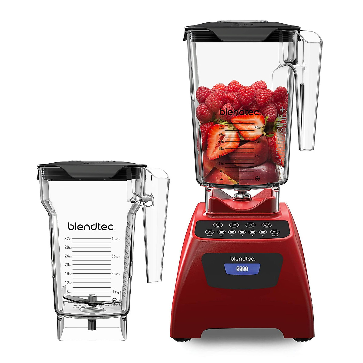 Blendtec Classic 575 Blender- WildSide+ Jar (90oz) and Four Side Jar (75oz) BUNDLE- 4 Pre-programmed Cycles-5-Speeds - Professional-Grade Power-Self-Cleaning - Poppy Red (C575A2319A-AMAZON)