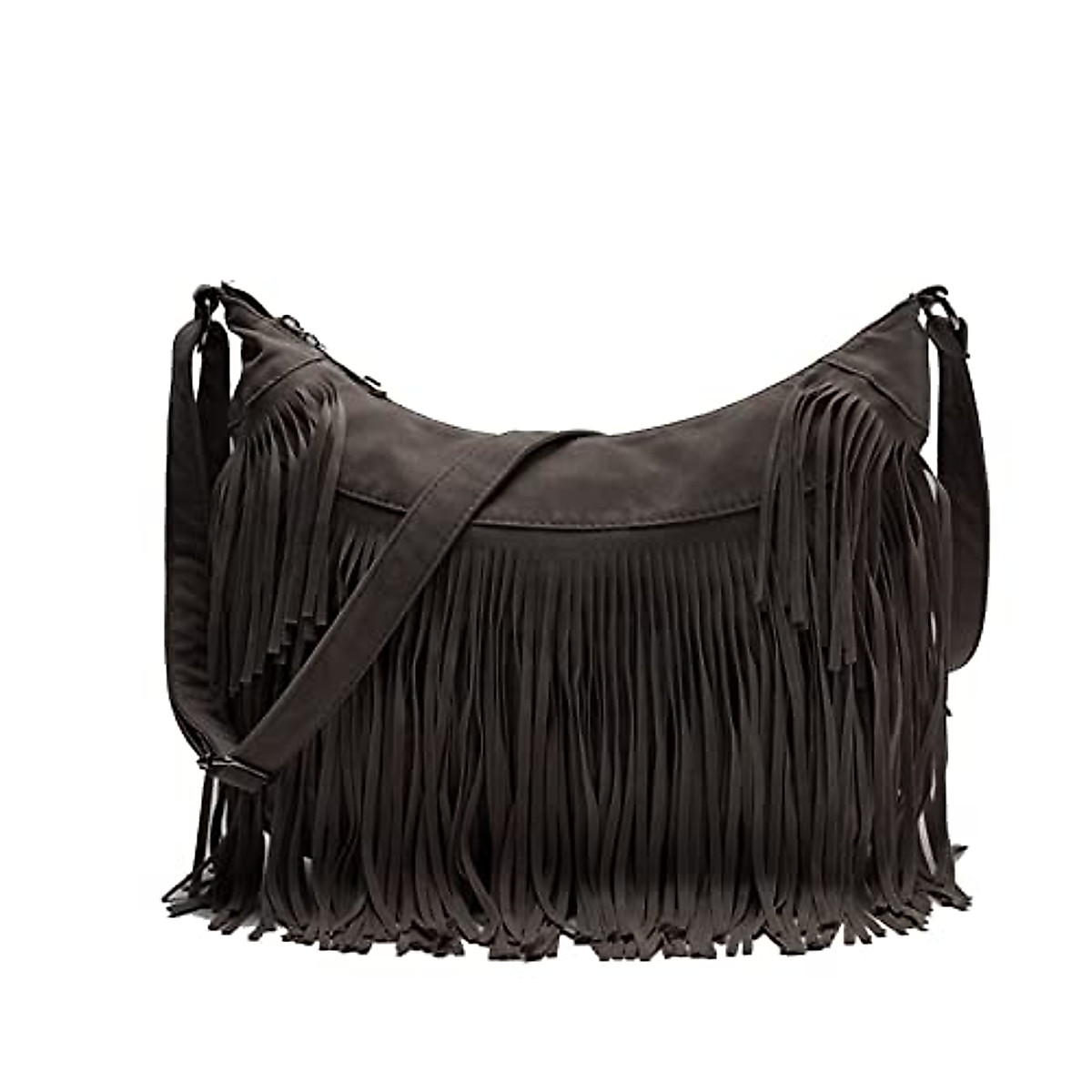 RARITYUS Women Crossbody Shoulder Bag Fringe Weave Hippie Suede Fringe Tassel Messenger Handbag