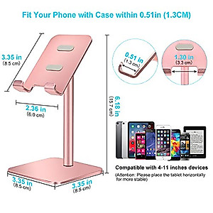 Urmust Cell Phone Stand Angle Adjustable Phone Stand for Desk Phone Holder for Office Tablet Stand Compatible for iPhone 14 13 12 11 Pro Max X Xr 8 Plus 7 6(Rose Gold)