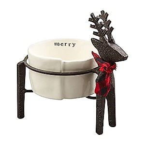 Mud Pie Christmas Reindeer Dip Cup, 5.75" x 4.25", assembled 5 3/4" x 4 1/4" dia, White