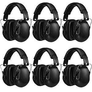 Yunsailing 6 Pcs Ear Protection Noise Reduction Headphones Nrr 28db Safety Hearing Ear Muffs Shooting Gun Range Mowing(Black)