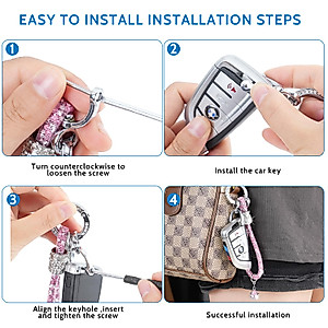 SUTUMOR Sparkling Rhinestone Keychain Ring - Glamorous Car Key Decor for Women - Bling Keychain Accessory （Pink）