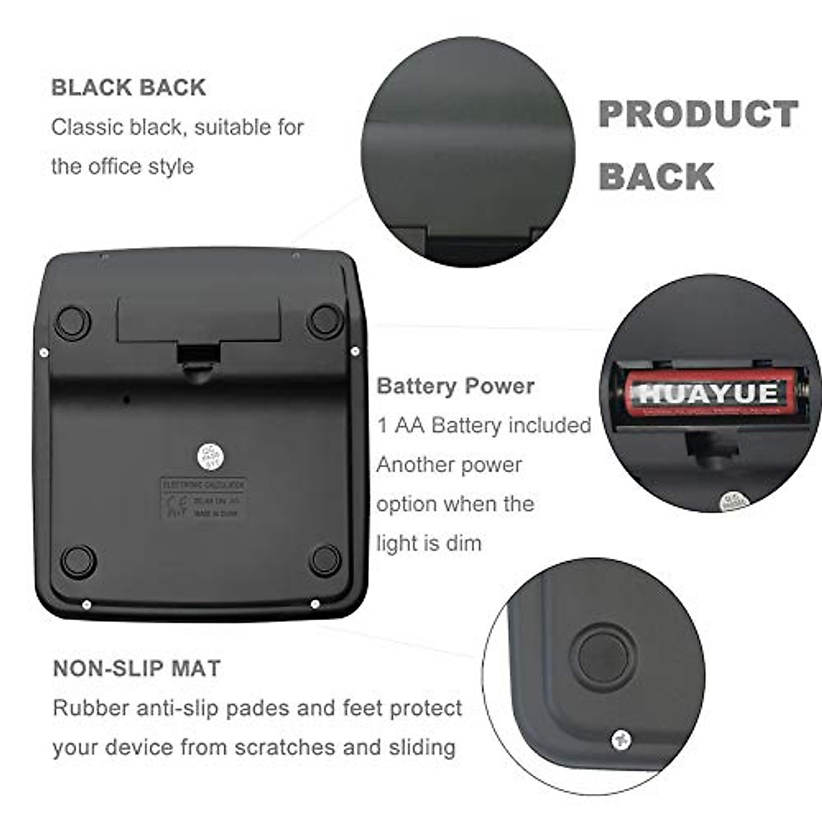 Calculator, BESTWYA Dual Power Handheld Desk Calculator with 12 Digit Large LCD Display Big Sensitive Button (1 Black & 1 Silver)