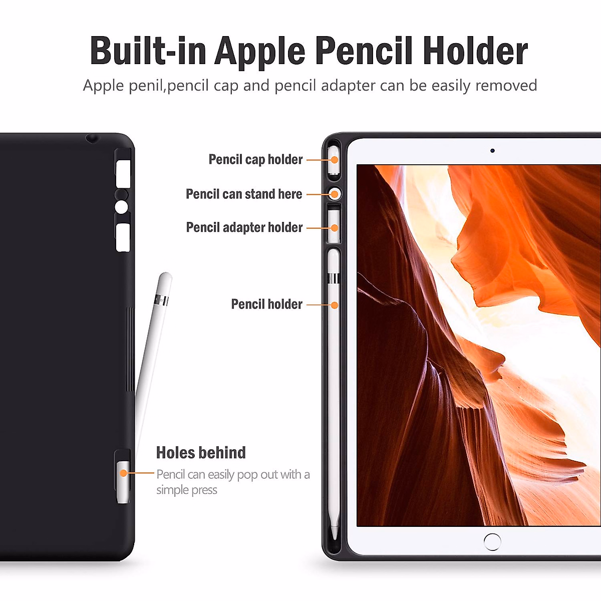 Antbox Case for iPad 9th Generation/iPad 8th Generation with Pencil Holder Vegan Leather Smart Cover for iPad 10.2'' 9th/8th/7th Gen (Brown)