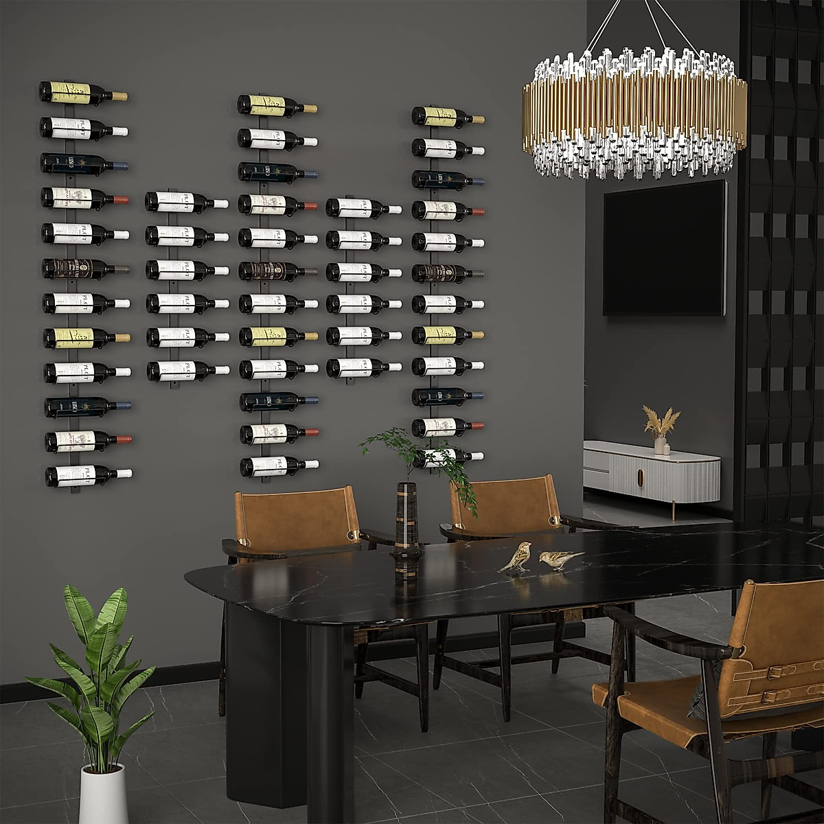 Wall Wine Rack for 12 Wine Bottles, Detachable Wine Storage Organizer, Wall Mount Wine Bottle Display Holder Towel Rack Used As One or Four, for Kitchen, Pantry, Dining Room, Bar, Wine Cellar