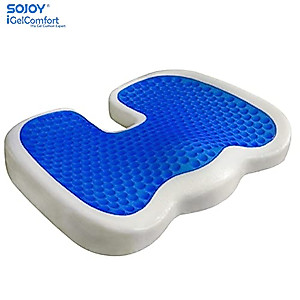 Sojoy Gel Seat Cushion for Office Chair Memory Foam Seat Pillow for Back Pain Relief,Gel Cushion for Office Chiar,Car,Home (18 x 14 x 3 inches)