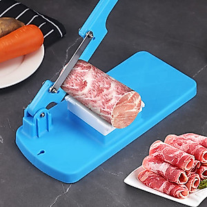 Multifunctional Table Slicer, 2023 Upgraded Manual Meat Slicer, Portable Frozen Meat Cutter Machine, Hand Fruit Bread Vegetable Beef Mutton Roll Slicing Machine for Home Cooking Hot Pot (Blue)