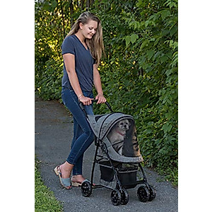 Pet Gear Happy Trails Lite Pet Stroller for Cats/Dogs, Zipper Entry, Easy Fold with Removable Liner, Safety Tether, Storage Basket
