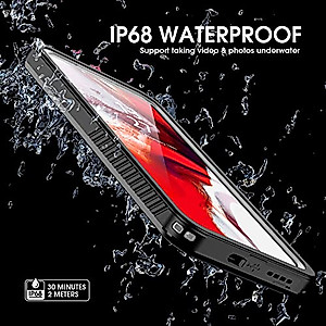 AMILIFECASES Clear Samsung Galaxy S23 Case,with Screen Protector,Waterproof Protective Case for Men Women,Samsung Phone Heavy Duty Shock Proof,Black