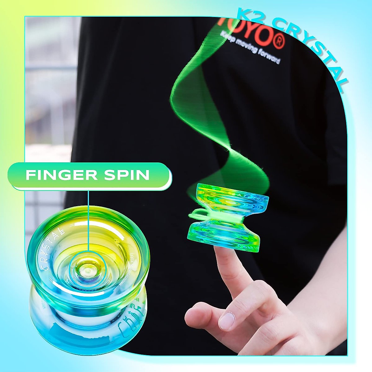 MAGICYOYO Responsive Yoyo for Kids Beginners, Dual Purpose Yo Yo K2 Unresponsive Yo-yo for Finger Spin Tricks Intermediate Play+12 Yoyo Strings+Bearing Tool +Storage Case(Blue Yellow)