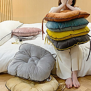 Wadser Velvet Seat Cushions Dining Chair Pad with Strips Soft Pad Mat for Kitchen Dining Room Office Chairs Cars, Green