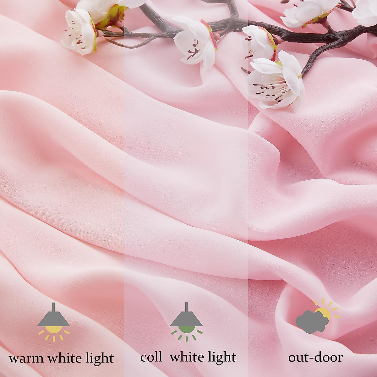 MoKoHouse Wedding Arch Drapes Fabric 3 Panels 6 Yards Pink Chiffon Drapes Backdrop for Baby Shower Birthday Party Decorations