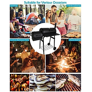 Charcoal grills gas grill weber grill Charcoal Grill Barbecue Oven with Side Fire Box and Offset Smoker, BBQ Outdoor Picnic, Camping, Patio Backyard Cooking