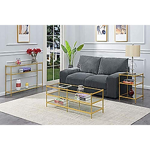 Convenience Concepts Royal Crest Console Table, Clear Glass / Gold