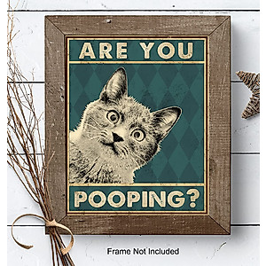Funny Cat Bathroom Decor - Bathroom Wall Decor - Guest Bathroom Wall Art Pictures for Women, Men, Kids - Modern Bath Accessories - Cute Restroom Sign - Powder Room Decorations - Butt Napkins Poster