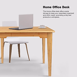 DOUSY- Small Bamboo Computer Desk Study Desk Home Office Desk Writing Table, Modern Study 27.5" Solid Multipurpose Table, for Living Room, Bedroom, Make Up, Natual Color