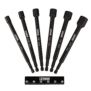 ARES 70650-6-Piece SAE Magnetic Impact Nut Driver Bit Set - Impact Grade Nut Setters with Industrial Strength Magnets