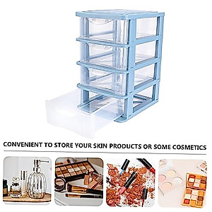 OHPHCALL 1pc Box Shelf Storage Box Makeup Drawer Organizer Kitchen Office Storage Cabinet Organizer Drawer Storage Clear Shelves Units De Clothes Dresser Makeup Storage Case Plastic Pp Blue