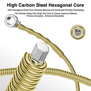 POGOLAB Guitar Strings, Acoustic Guitar Strings, 6 Strings Set, Hexagonal Carbon Core 75/25 Bronze, Light, 11-52, 10 Packs