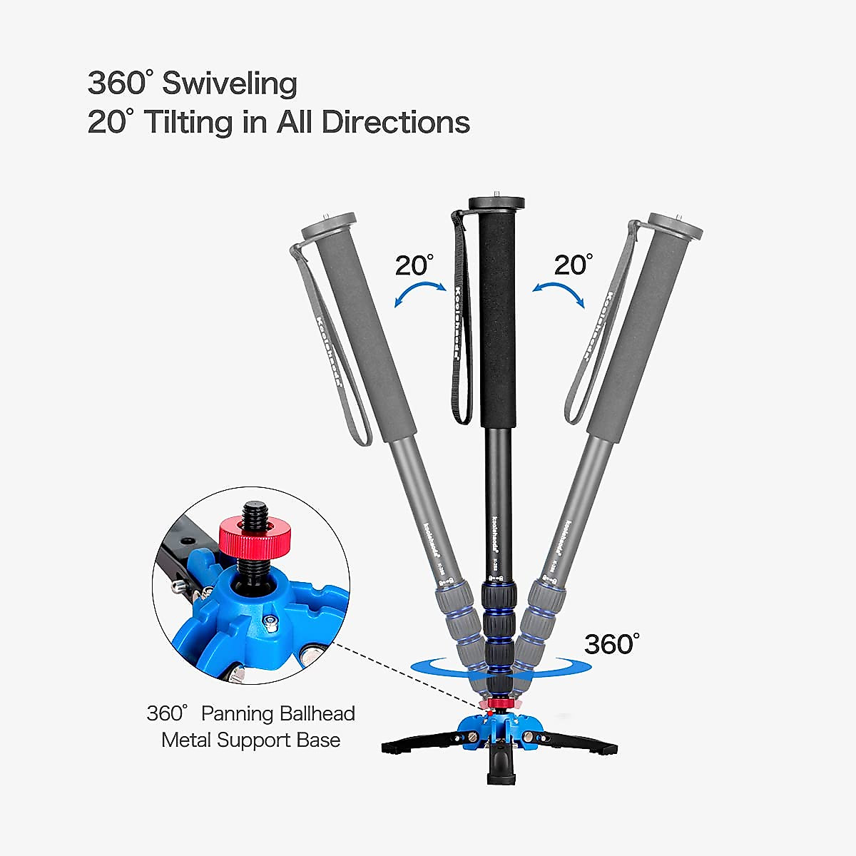 Koolehaoda Professional 65-inch Camera Aluminium Monopod with Folding Three Feet Support Stand