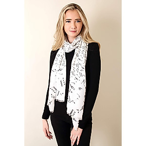 Anika Dali Women's Music Lover Musical Notes Fashion Scarf Shawl (Off-White)