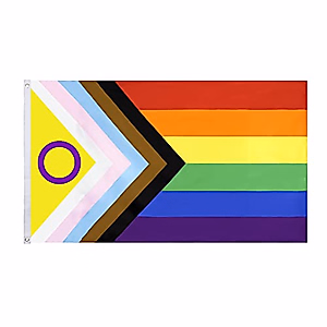 ANJOR Intersex Progress Pride Flag 3x5Fts - All inclusive Lesbian Gay Bisexual Transgender Rainbow Flag