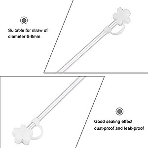 TomaiBaby 4Pcs Straw Tips Cover Silicone Reusable Dust-Proof Drinking Straw Tips Lids Plugs Decorative Straw Cap Party Supplies(White)