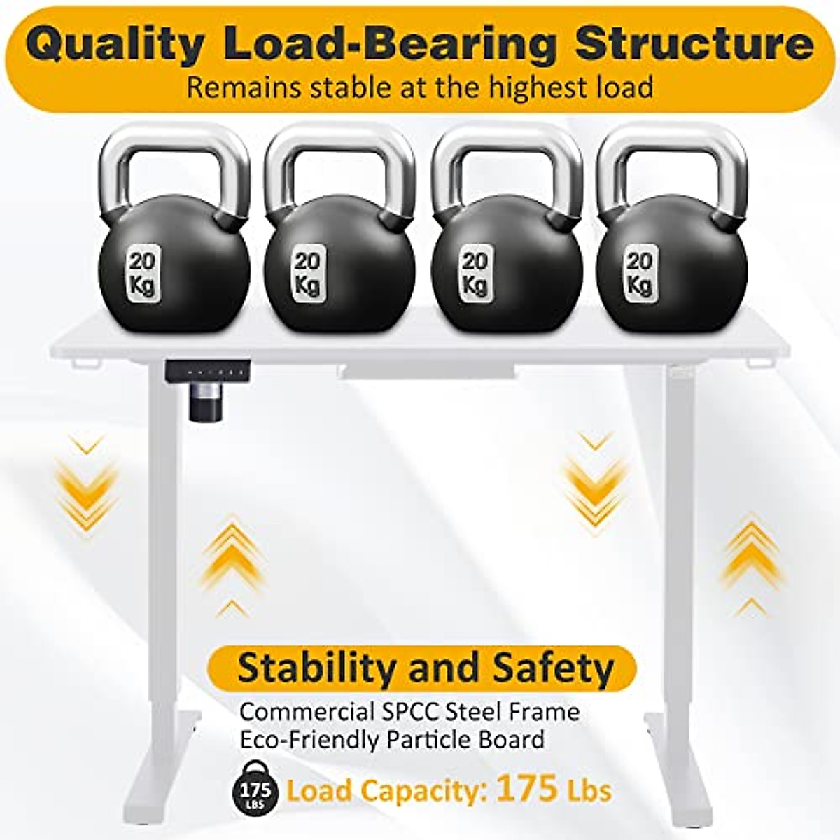 Electric Standing Desk, 55x24 Height Adjustable Sit Stand Desk with Memory Presets, Large Computer Desk for Home and Office, White Frame & White Desktop