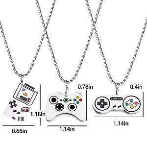 通用 3Pcs Vintage Enamel Game Console Pendant Necklace Set,Punk Hip Hop Video Game Controller Clavicle Chain Necklace Choker Necklace Jewelry for Women Men (Silver 3Pcs)
