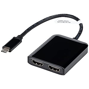 Sanwa Supply AD-ALCMST2HD USB Type-C MST Hub (DisplayPort Alt Mode), Type-C Male (Input) to HDMI Female, 2 Ports (Output)