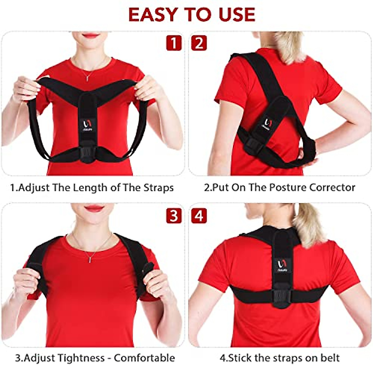 Schiara Posture Corrector for Men and Women, Comfortable Upper and Back Brace, Adjustable Back Straightener Support for Back, Shoulder and Neck